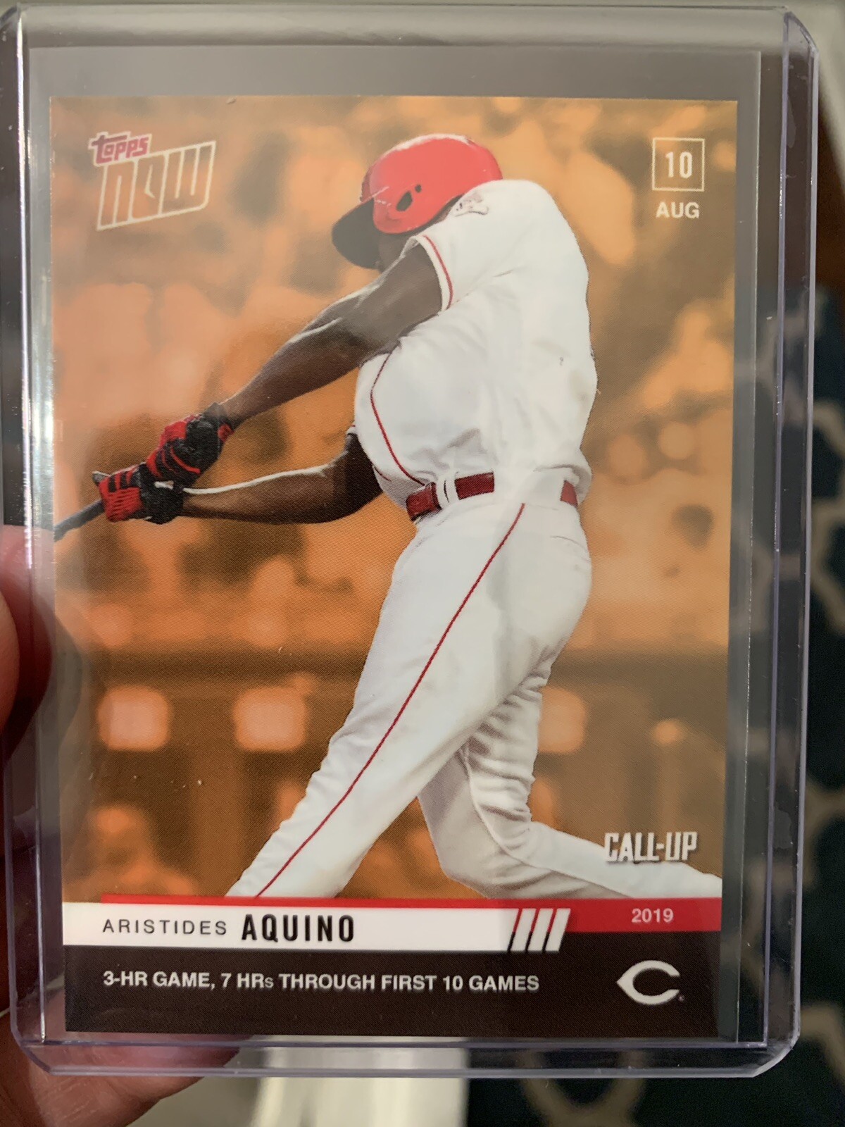 2019 TOPPS NOW #ODB37 RTOD Bonus ARISTIDES AQUINO REDS CALL-UP RC 3-HR ...