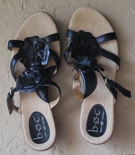 Size 9 BOC Strappy Flip Flops Flat Slide Black Women Sandals | eBay