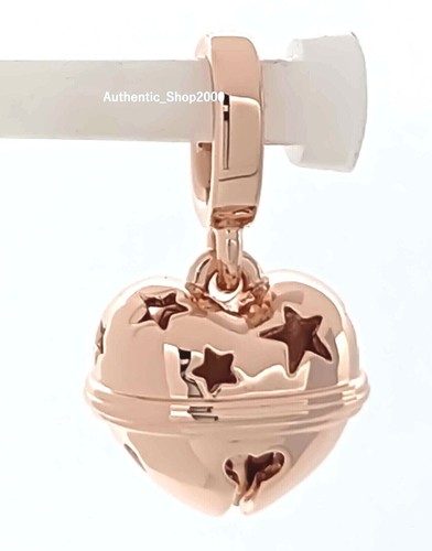 New 100% Authentic PANDORA Rose Gold Festive Heart Bell Dangle Charm ...
