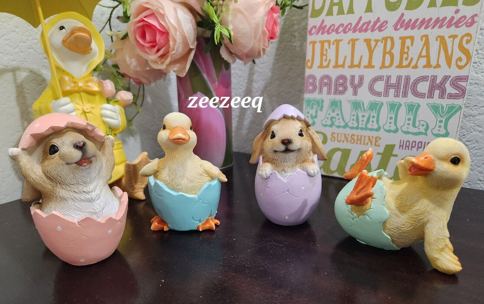 Easter Martha Stewart Duck Rabbit in Egg Shells Figurines Tabletop ...