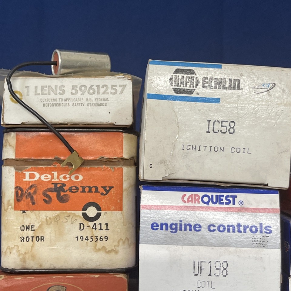 LOT of NOS Mixed Auto Parts Delco Remy Standard Distributor Cap Relay ...