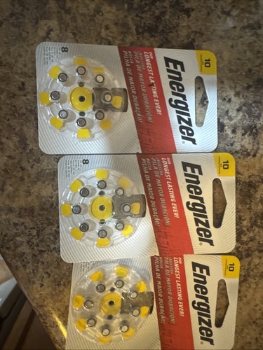 Energizer 2PK Hearing Aid Batteries Size 10, Yellow Tab, 8 Pack Ea 10/ ...
