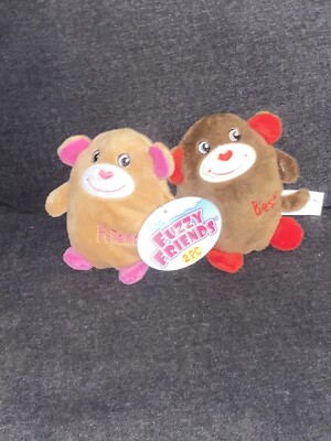 Fuzzy Friends Bears Plush Stuffed Animal Toys 2 Pc 5 in. Best Friends ...