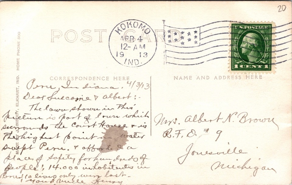 Real Photo Postcard Flood Waters North Broadway in Peru, Indiana | eBay
