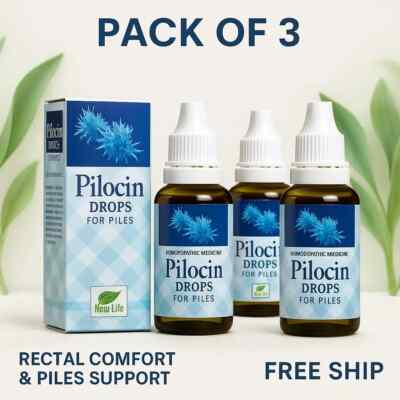 New Life Pilocin Drops 30ml x3 | Rectal Comfort & Piles Support | Free ...