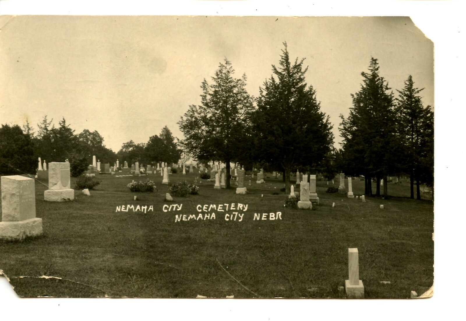 Cemetery Graves in Small Town Nemaha-Nebraska-Vintage Real Photo RPPC ...