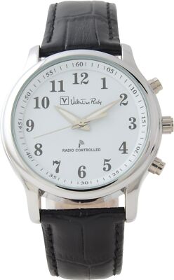 Valentino Rudy Watch VR-575 Black Leather Band Metal Case Radio ...