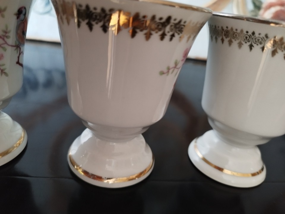 Lot TASSE/8 MUGS À CAFÉ/THÉ PORCELAINE DE LUXE Décor oiseau du Paradis ...