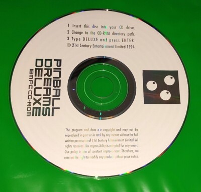 Pinball Dreams Deluxe IBM 1994 CD-ROM PC DISK ONLY No Art, Case or ...