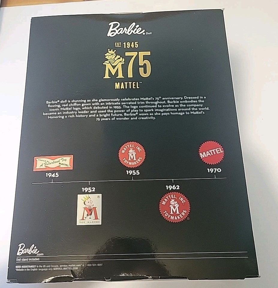 Mattel Barbie 75th Anniversary doll Curly Blonde Hair, beautiful red ...