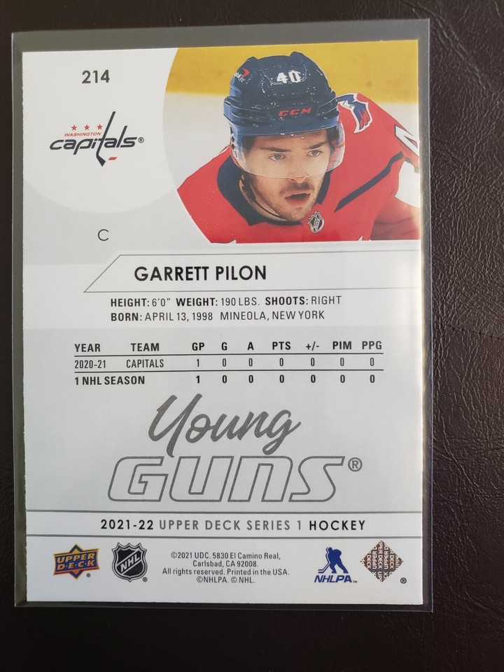 2021-22 Garrett Pilon Young Guns Rookie Upper Deck Series 1 Hockey ...