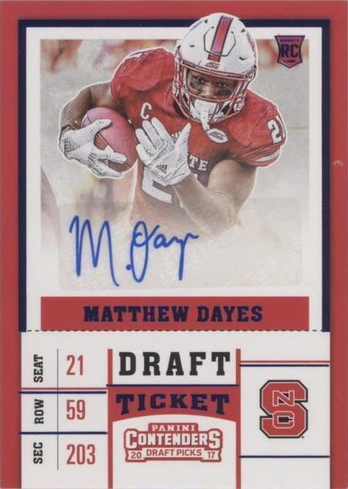 2017 Panini Contenders Draft Picks - Matthew Dayes #297 Draft Ticket ...