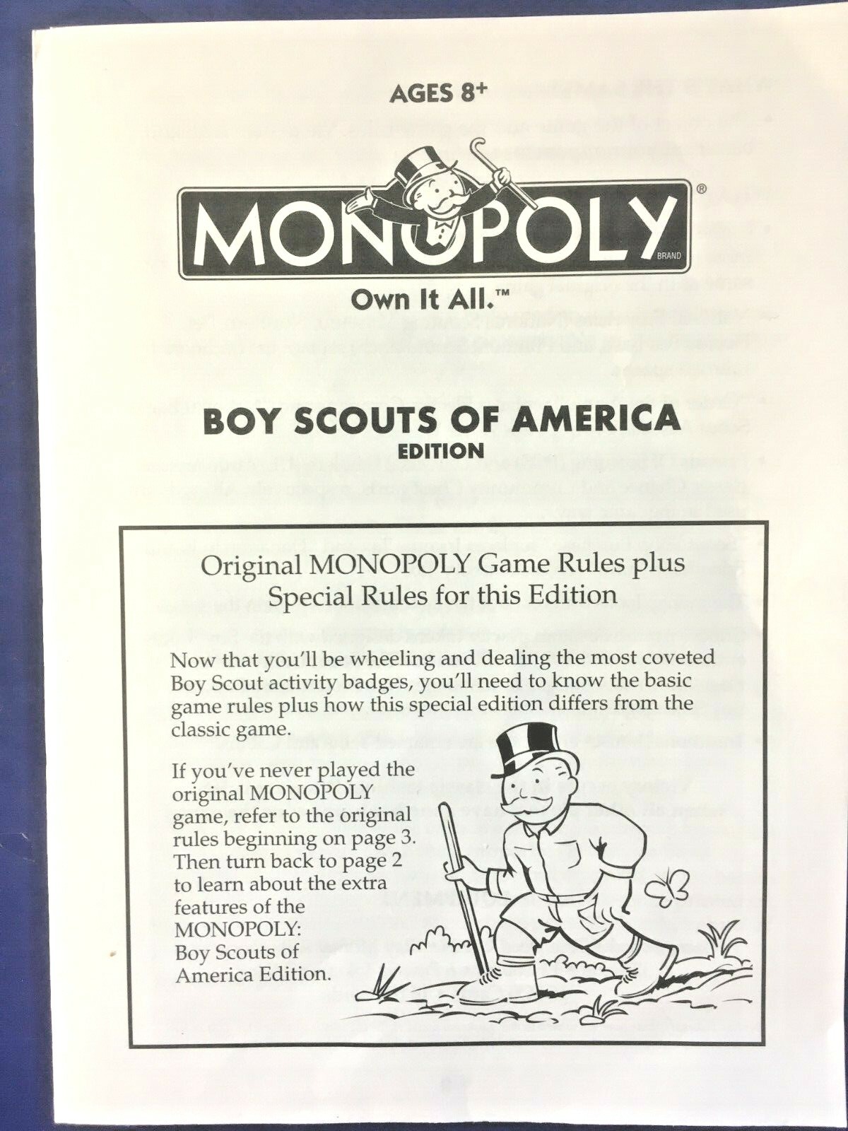 Monopoly Boy Scouts Of America 95th Anniversary Ed. Pieces: Rules ...