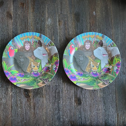 (2) Rainforest Cafe 9.75'' Hard Plastic Plates Jungle Animals Bamba ...