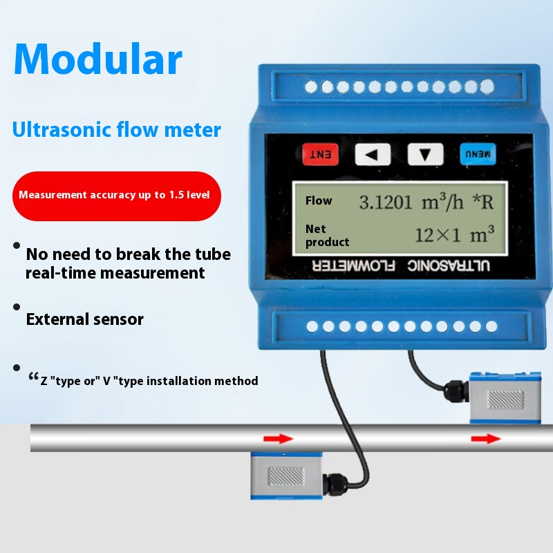 Liquid Ultrasonic Flow Meter Wall-mounted Water Flow Meter Sensor | eBay