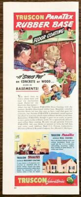 1948 Truscon Paratex Rubber Base Floor Coating Print Ad Stays Put ...