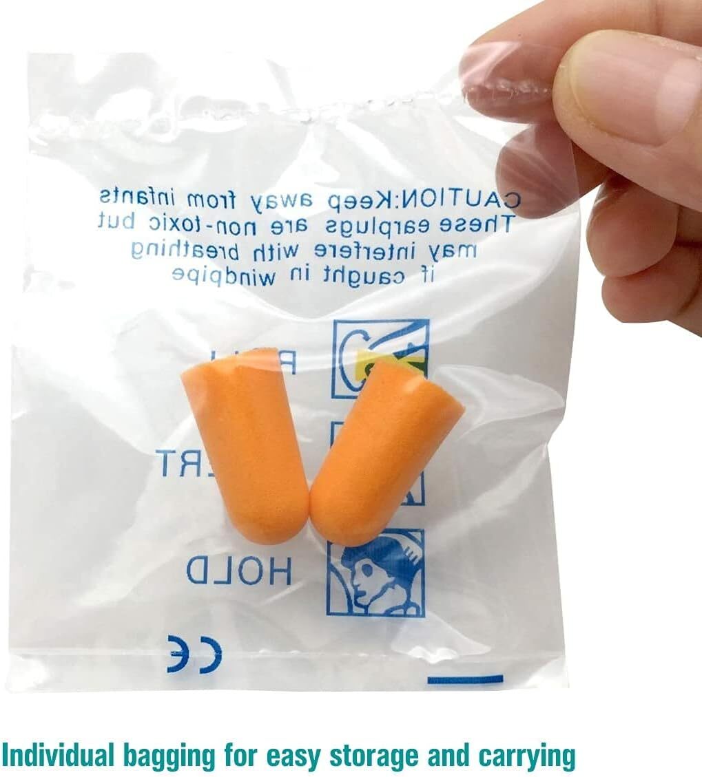 100x Ear Plugs Noise Cancelling Soft Foam SNR 38 dB Ear Plug for Sleep ...