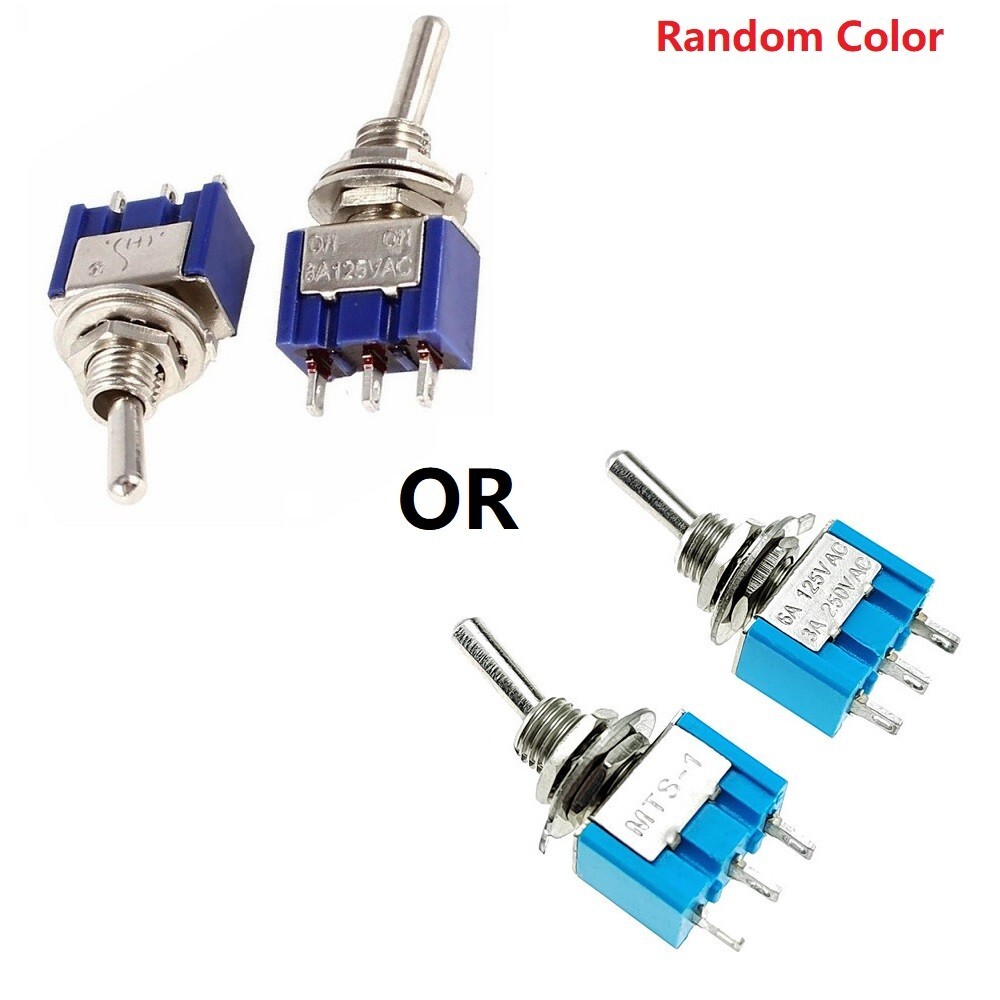 10Pcs Blue Mini MTS-102 3-Pin SPDT ON-ON 6A 125VAC Miniature Toggle ...