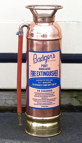 VINTAGE PONY FIRE EXTINGUISHER BADGER'S 20" COPPER & BRASS, EMPTY | eBay