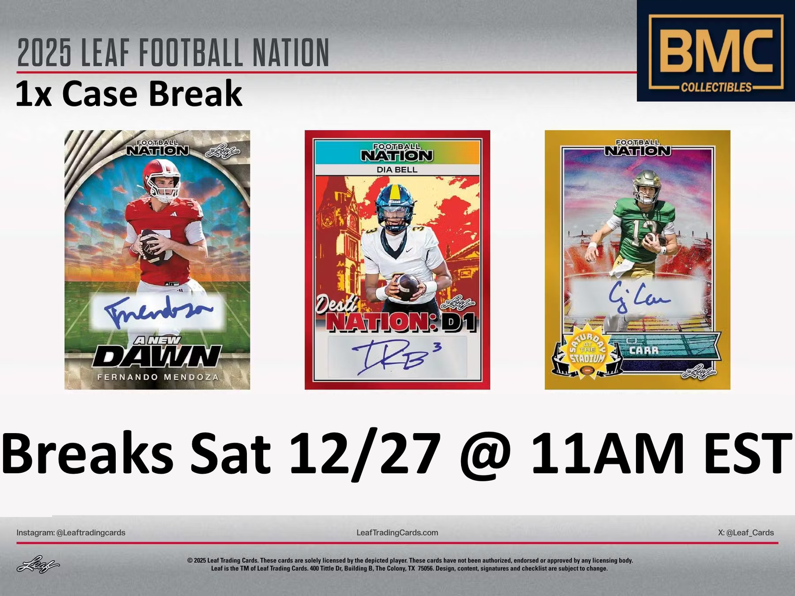 Kaiden Prothro 2025 Leaf Football Nation Solo Pack 1x Case Break #4 | eBay