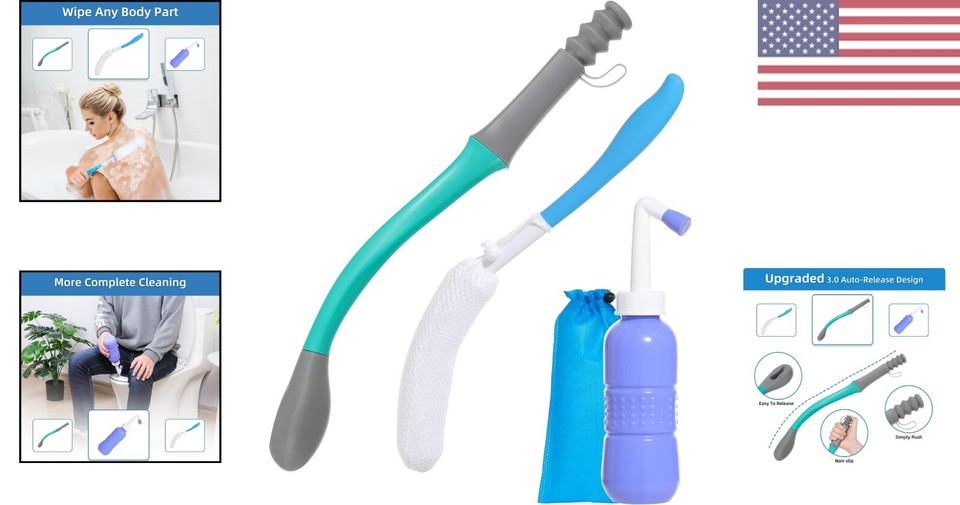 Bottom Buddy Wiping Aid Set - Long Handle Butt Wiper for Overweight ...