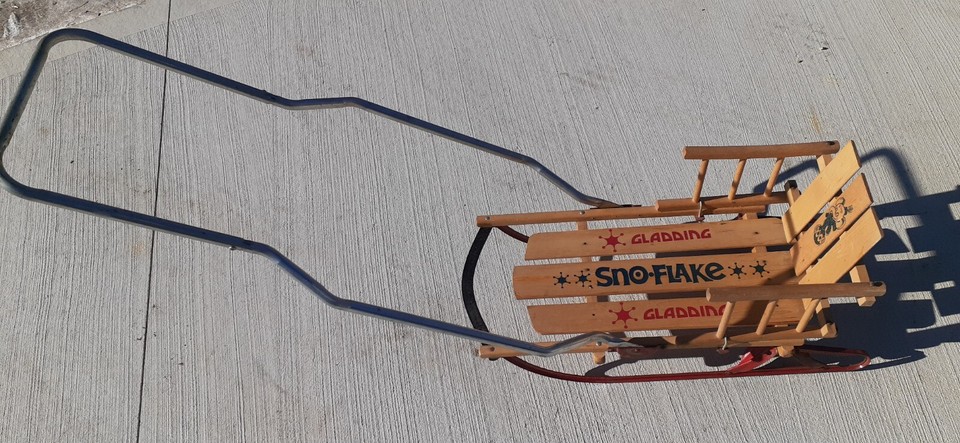 WI Barn Vintage Wood "Gladding Snowflake" Baby Sled Push/Pull Small ...