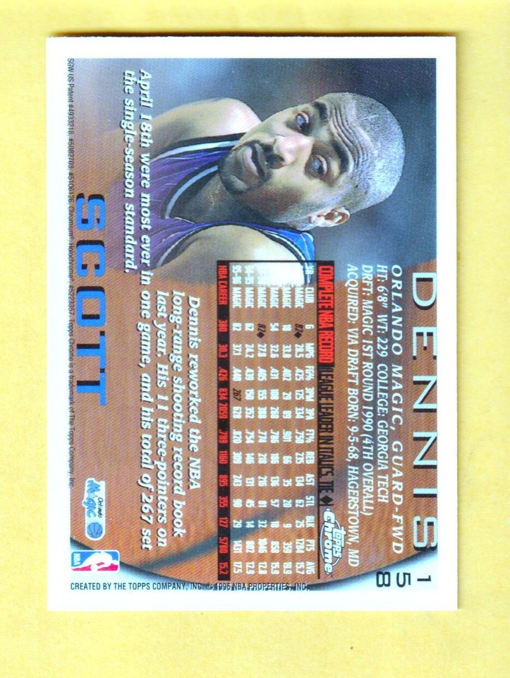 Dennis Scott Orlando Magic 1996-97 Topps Chrome #158 Georgia Tech ...