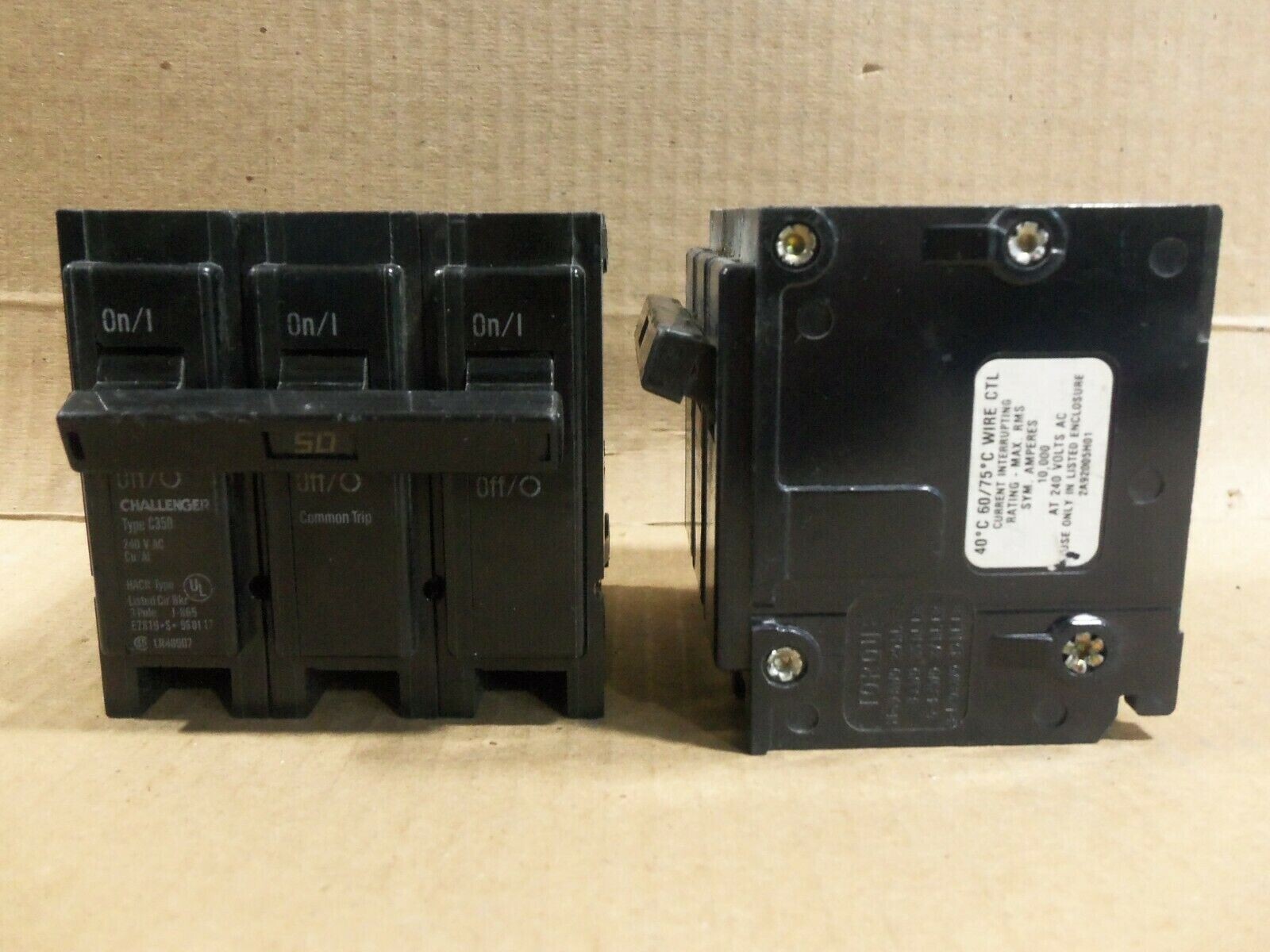 Challenger Type C C350 3 Pole 50 Amp 240v Circuit Breaker Bryant Cutler ...