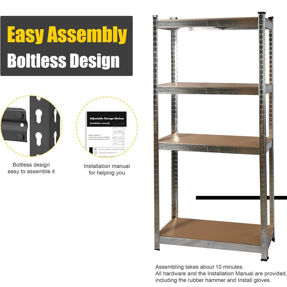 4Tier Racking Heavy Duty Garage Shelving Storage Shelves Office ...