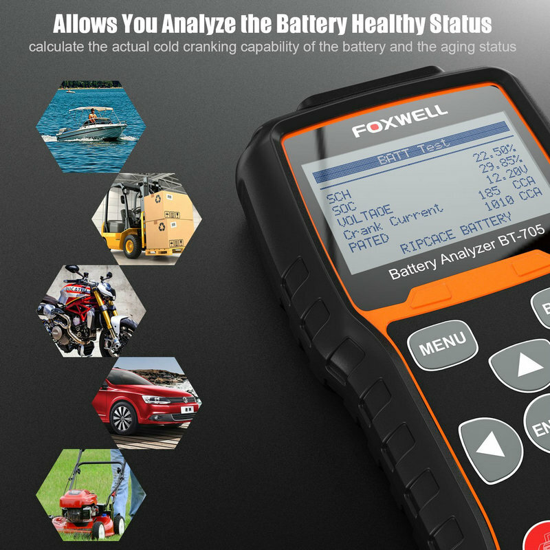 Foxwell BT705 Car Battery Load Tester & Charging System Analyzer 100 ...