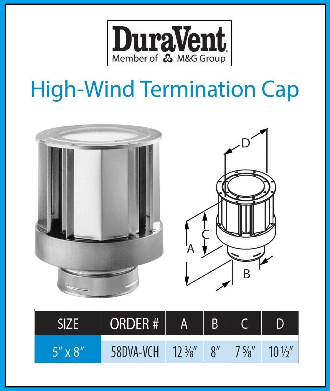 DURAVENT DirectVent Pro 5" x 8" High Wind Vertical Termination Cap ...
