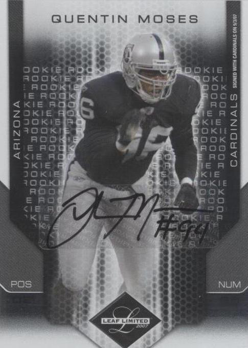 2007 Leaf Limited - Rookie Quentin Moses #272 /299 (AU, RC) for sale ...