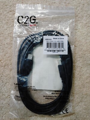 (2) C2G 3m/10ft USB 2.0 male A/B Cable Black (28103) | eBay