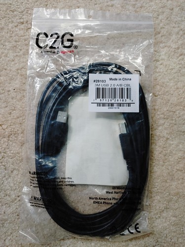 (2) C2G 3m/10ft USB 2.0 male A/B Cable Black (28103) | eBay