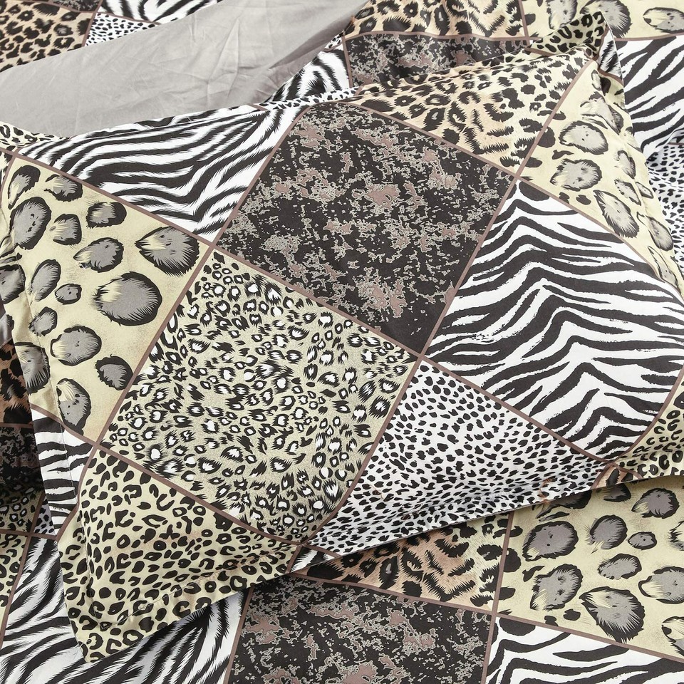 Leopard Zebra African Safari Patchwork 3pc Comforter Set Twin Queen ...