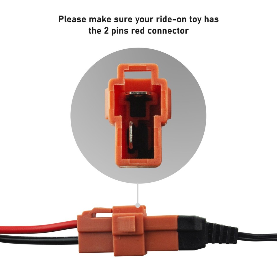 SafeAMP 12-Volt Charger for Ride On Vehicle with red 2 pins connector ...