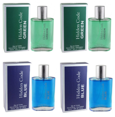 4 x Men's Perfume Hidden Code Blue, Hidden Code Green Mens EDT ...
