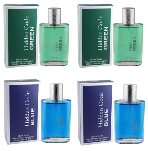 4 x Men's Perfume Hidden Code Blue, Hidden Code Green Mens EDT ...