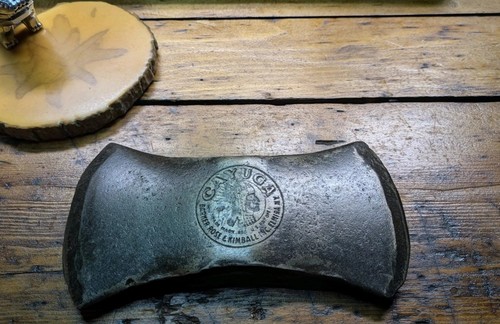 Cayuga Barker Rose & Kimball Elmira Double Bit Axe Vintage Embossed | eBay