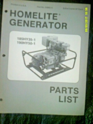 Vintage Original Homelite Generator 185HY35-1 / 190HY50-1 Parts List ...