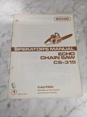 ECHO OPERATOR'S SERVICE MANUAL PARTS LIST BOOK CATALOG CHAINSAW CS-315 ...