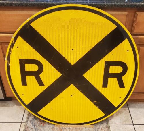 Large Vintage Round Authentic Street Road Sign 36" R/R Railroad Train ...