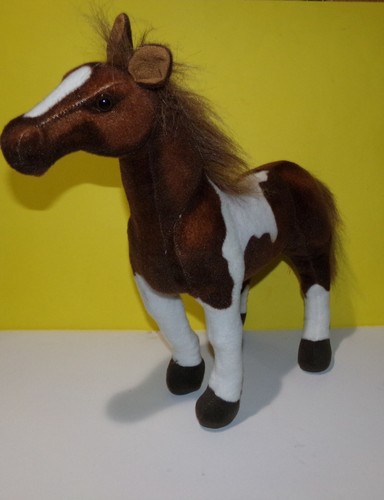 Poseable Bendable Legs Brown Pinto Horse 17" x 16" Plush Stuffed Animal ...