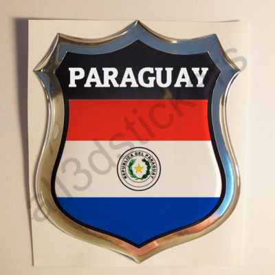 Sticker Paraguay Emblem 3D Resin Domed Gel Paraguay Flag Vinyl Decal ...