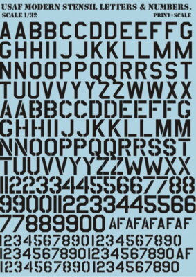 Print Scale 32-003 1/32 USAF Modern Stencil Letters and Numbers (black ...
