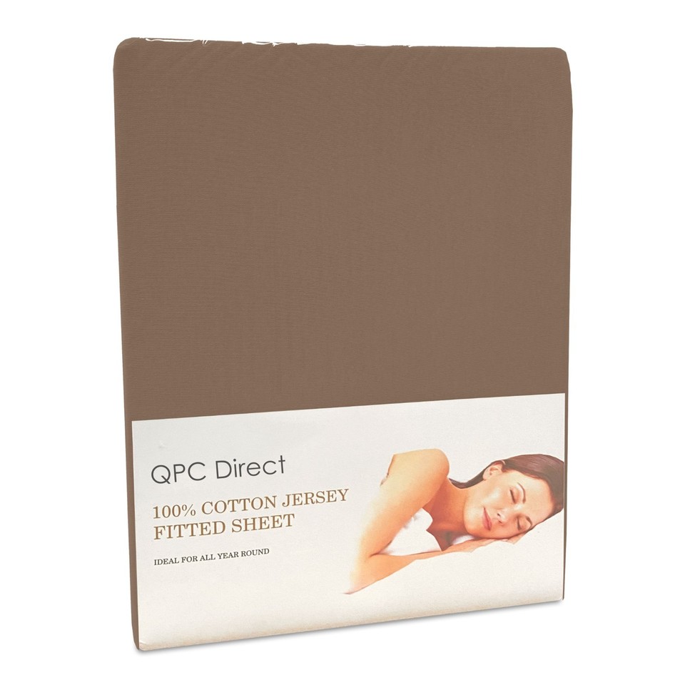 Jersey Stretch Fitted Sheet 100% Pure Cotton Extra Deep 40cm 16" Soft ...