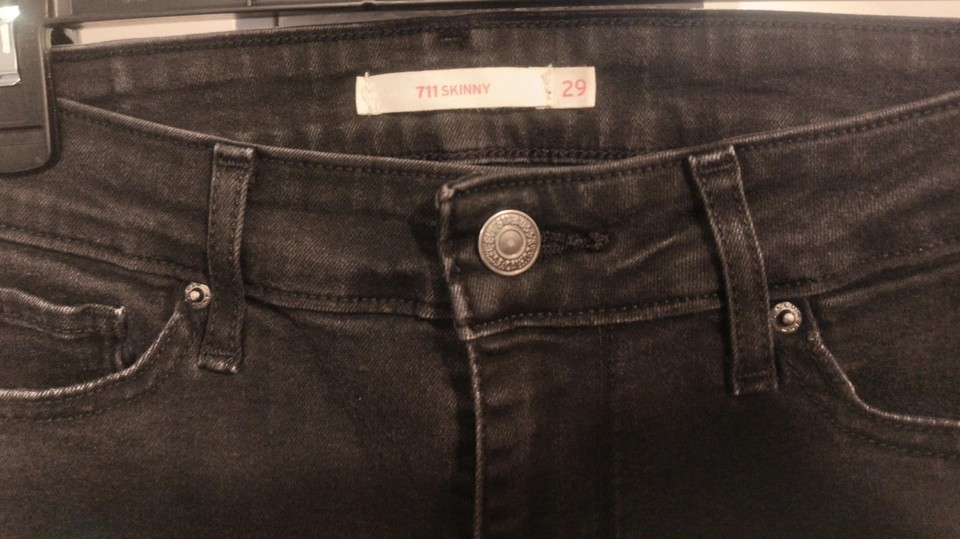 Levis 711 Skinny Jeans Womens 29 Black Stretch Mid Rise Dark Wash (28 X ...