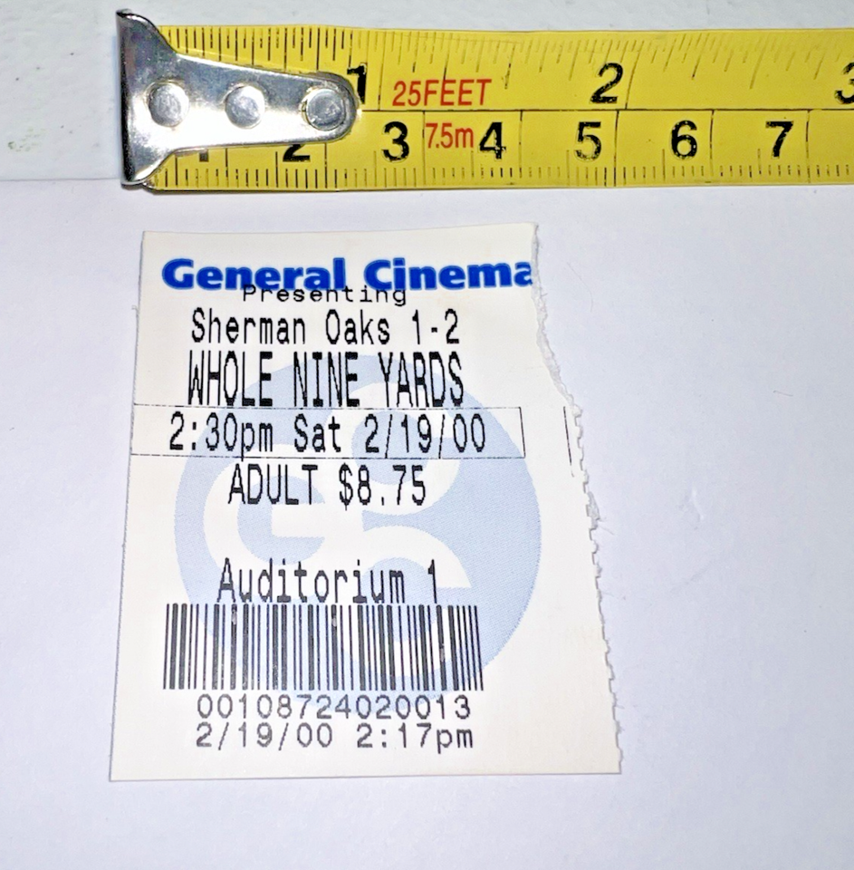 2000 Bruce Willis Opening Weekend Whole Nine Yards Movie Ticket Stub | eBay