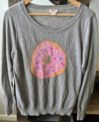 XL Mossimo Sparkle Donut Sprinkles Sweater Fun Fall Gray with Metallic ...
