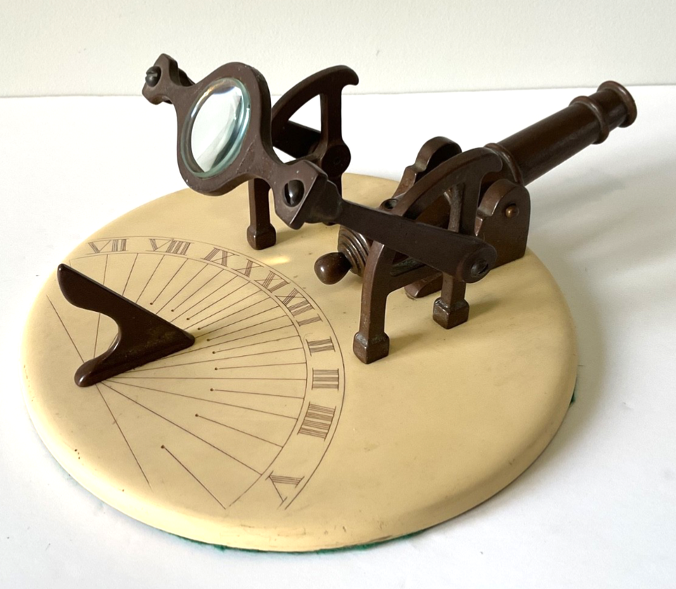 RARE EARLY NOON CANNON SUNDIAL MAGNIFIED GLASS LIGHTING CANNON ALL ...